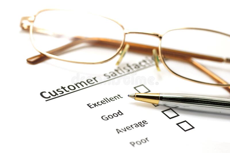 Customer Satisfaction Survey Form with the Pen and Glasses Stock Photo ...