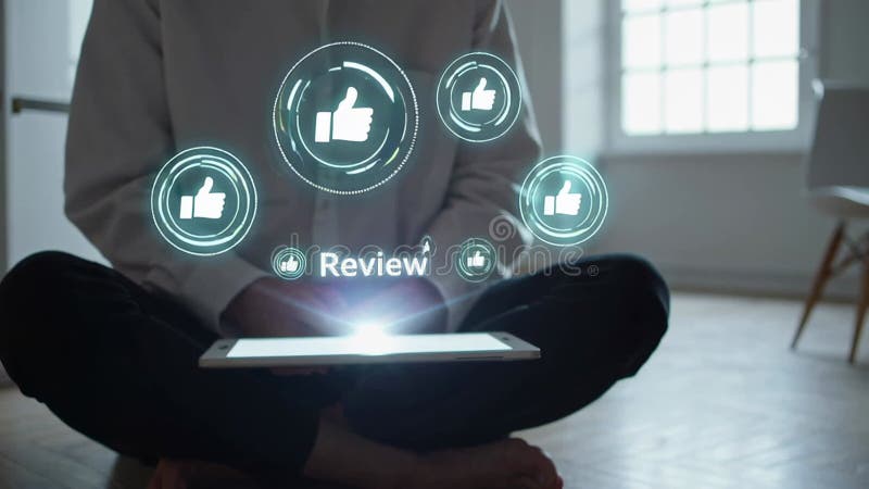 Customer Receiving Enthusiastic Feedback, Smiling while Checking ...