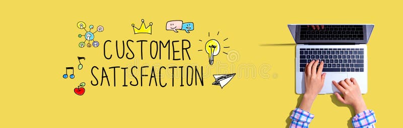 Customer Satisfaction with Woman Using a Laptop Stock Illustration ...