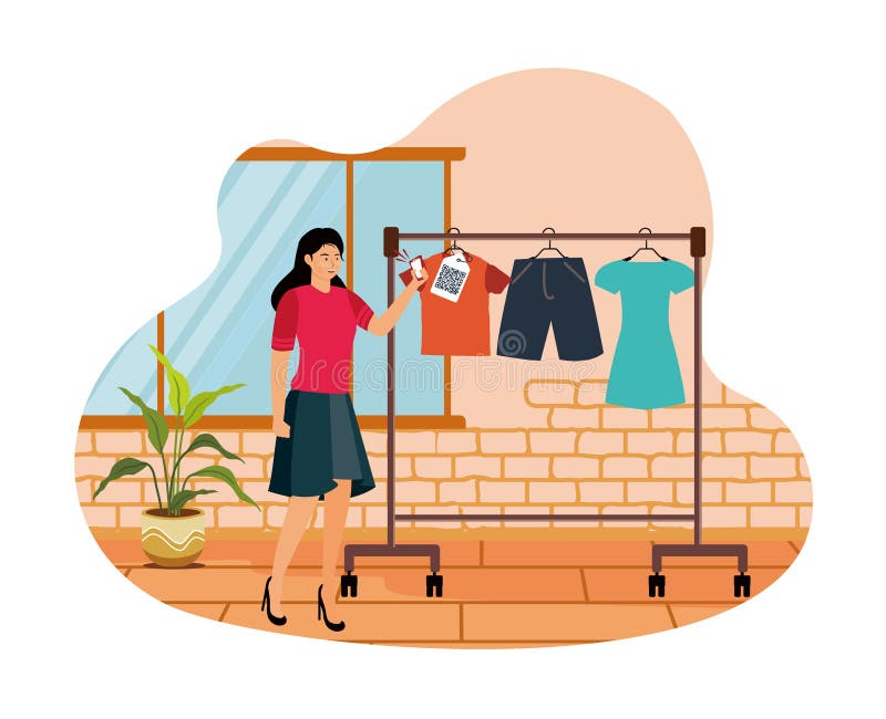 Customer Scanning QR Code To Get Product Information. Stock Vector ...