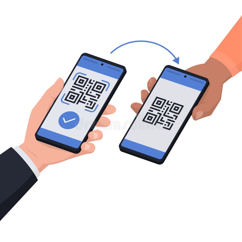 Customer Scanning a QR Code Stock Vector - Illustration of business ...