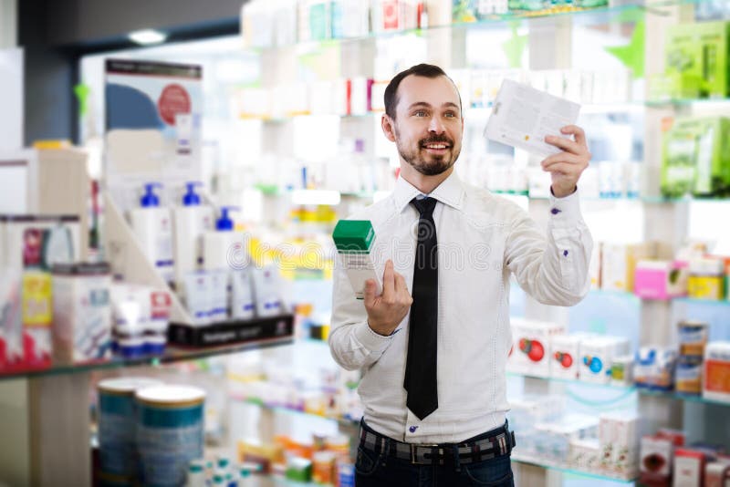 Customer Searching for Reliable Drug Stock Image - Image of diversity ...
