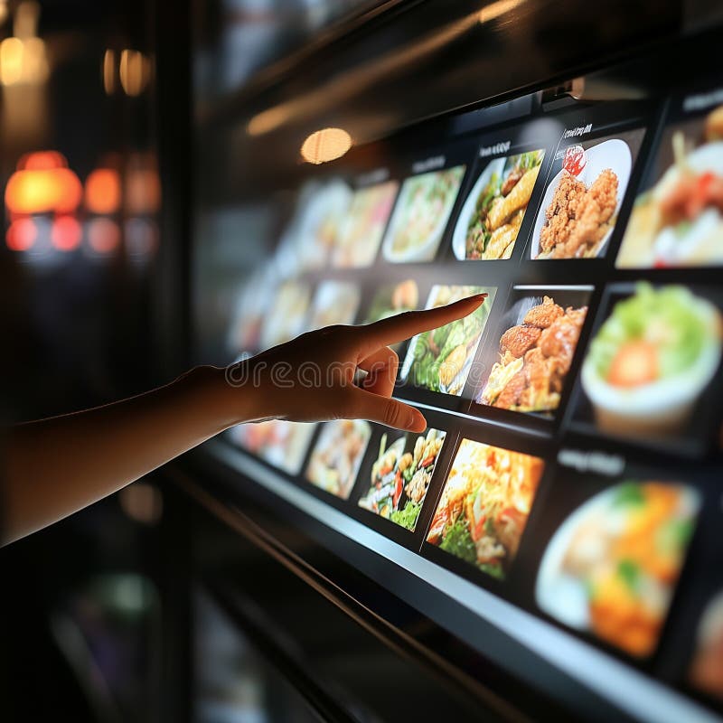 Customer Selecting Food from a Digital Touchscreen Menu Stock ...