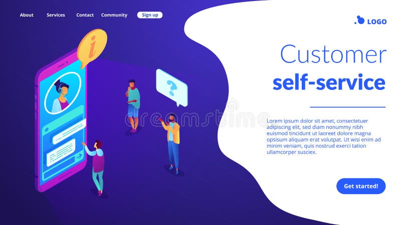 Customer Self-service Isometric 3D Landing Page. Stock Vector ...