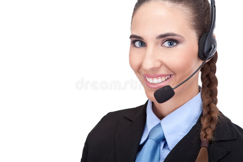 Customer Service Girl With Headset Stock Photo - Image of communicate ...