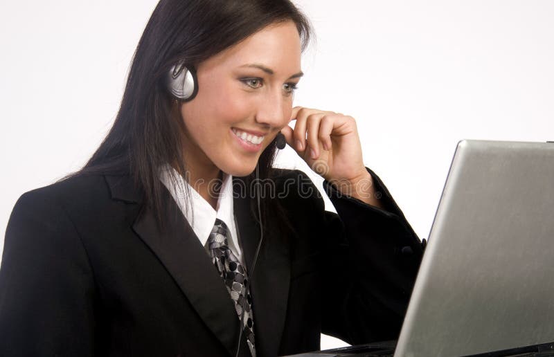 Customer Service Employee on Computer Headset Stock Photo - Image of ...