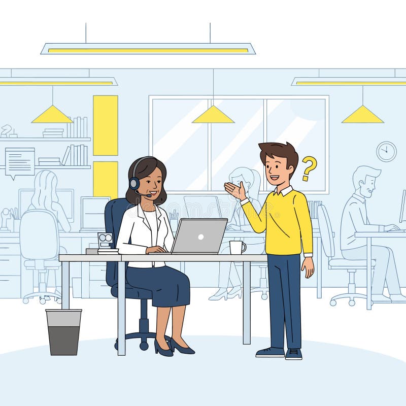 Customer Service Agent Answering Client Questions Stock Vector ...