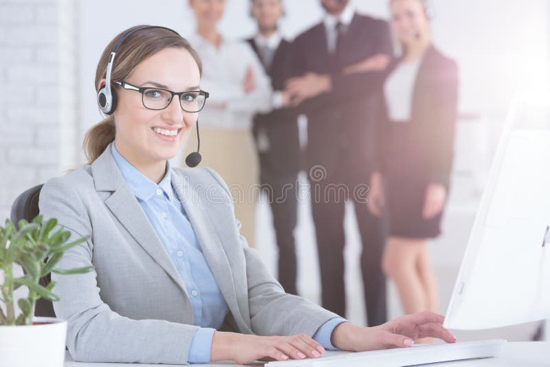 Customer Service Agent and Her Colleagues Stock Image - Image of ...