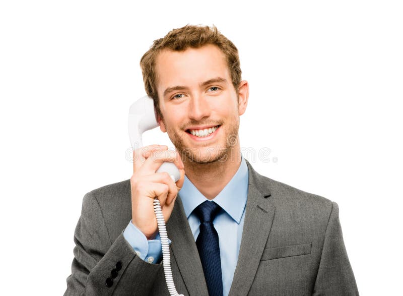 Customer Service Agent Holding Phone White Background Stock Photo ...