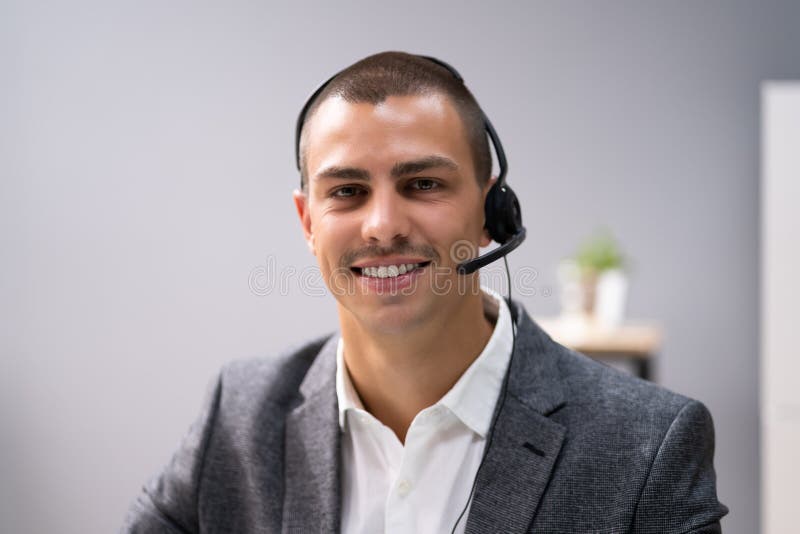 Customer Service Agent Man stock photo. Image of male - 223042450