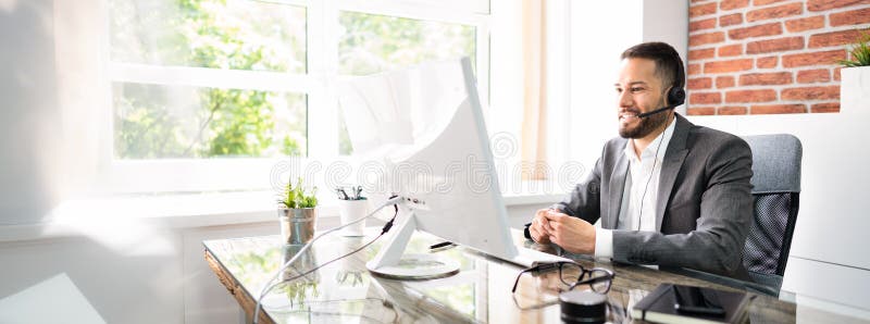 Customer Service Agent Man stock photo. Image of conference - 211512764