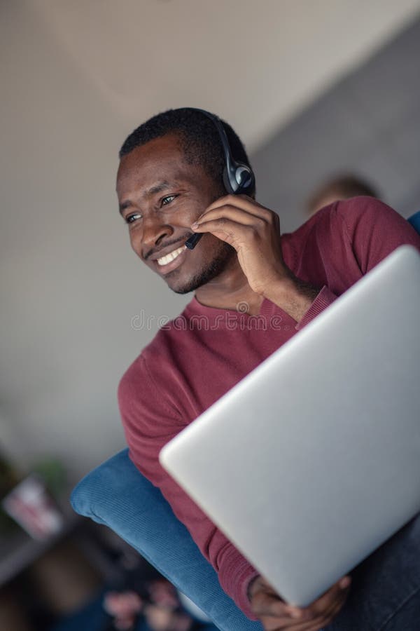 Customer Service Agent in an Startup Office with Laptop Stock Photo ...