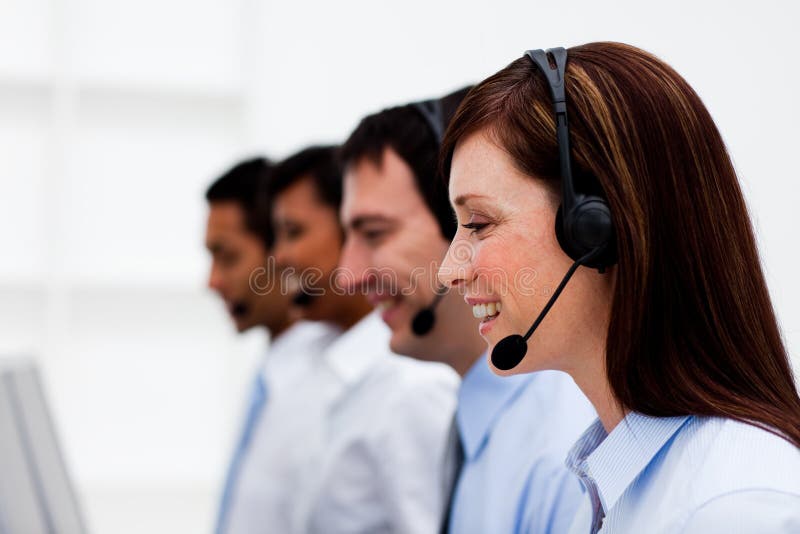 Customer Service Agents with Headset on Stock Photo - Image of contact ...