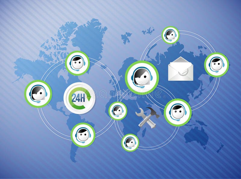 Customer Service Around the Globe Stock Illustration - Illustration of ...