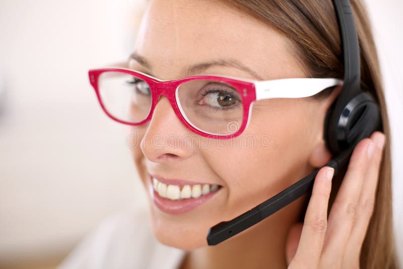 Customer Service Assistant with Headset Stock Photo - Image of ...