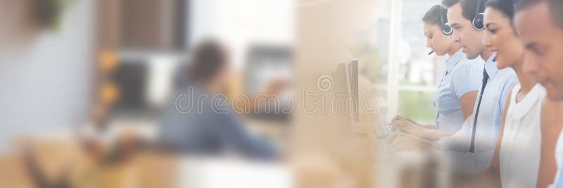 Customer Service Assistants with Headsets with Technology Interface ...