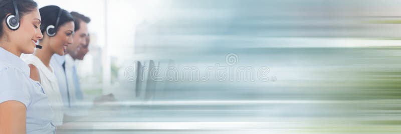 Customer Service Assistants with Headsets with Technology Interface ...