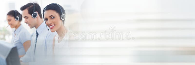 Customer Service Assistants with Headsets with Technology Interface ...