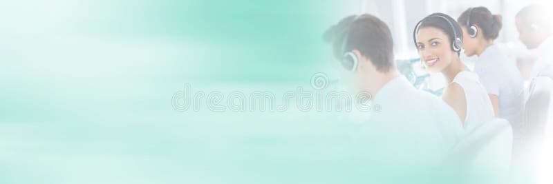 Customer Service Assistants with Headsets with Technology Interface ...