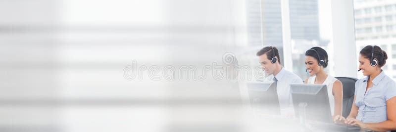 Customer Service Assistants with Headsets with Technology Interface ...