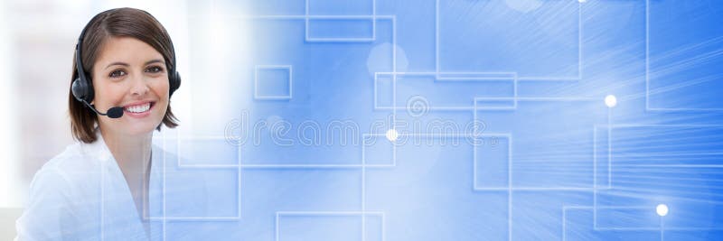 Customer Service Assistants with Headsets with Technology Interface ...