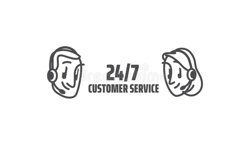 Customer Service Assistants,in Simple B&w Line Style Stock Vector ...