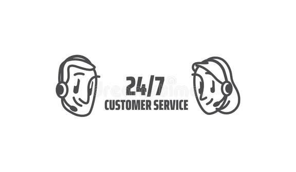 Customer Service Assistants,in Simple B&w Line Style Stock Vector ...