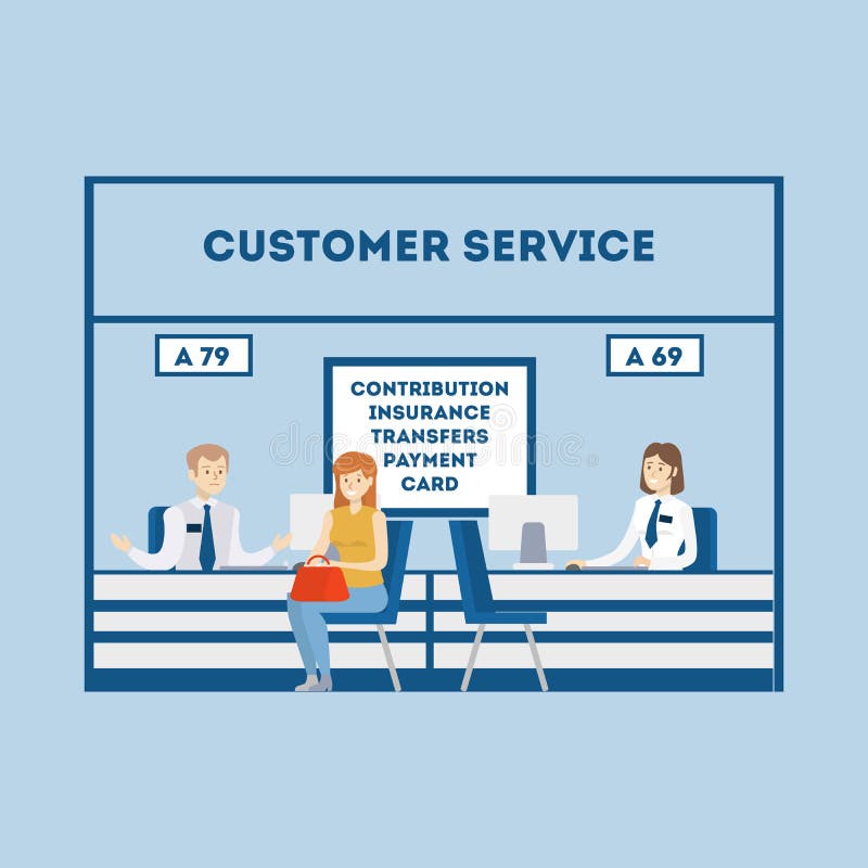 Customer service at bank. stock vector. Illustration of customer - 91065435