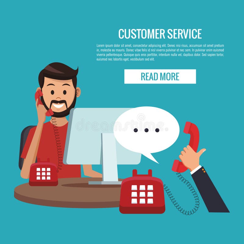Customer service banner stock vector. Illustration of male - 115844437