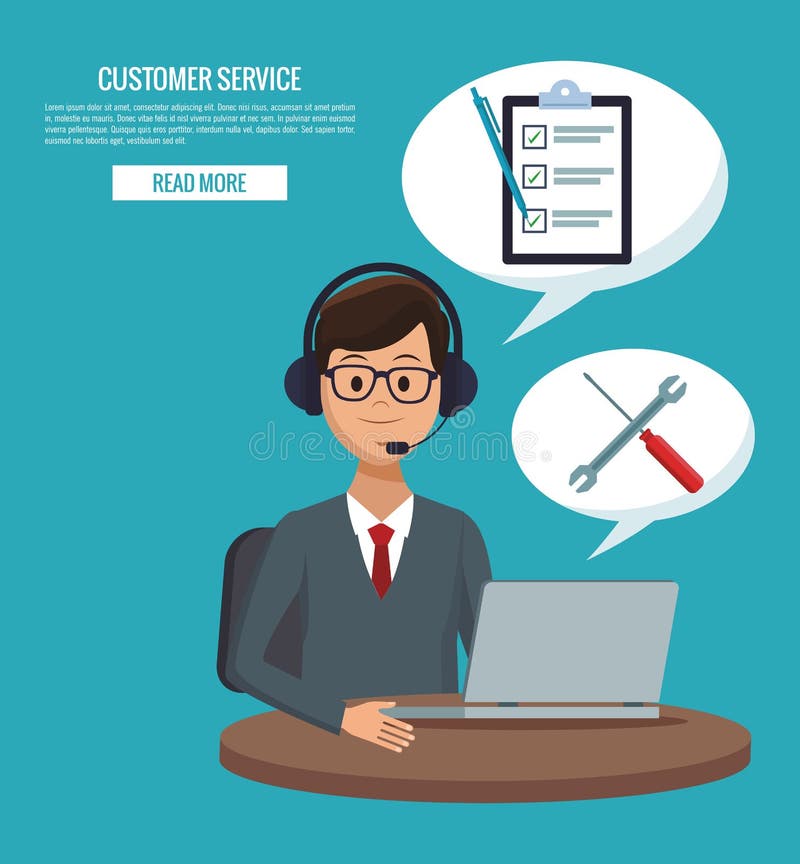 Customer service banner stock vector. Illustration of laptop - 115844463