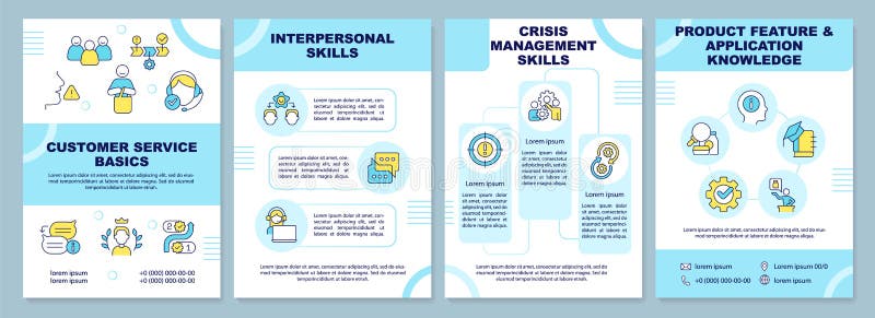 Customer Service Basics Blue Brochure Template Stock Vector ...