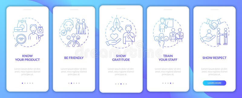 Customer Service Blue Gradient Onboarding Mobile App Screen Stock Vector Illustration Of