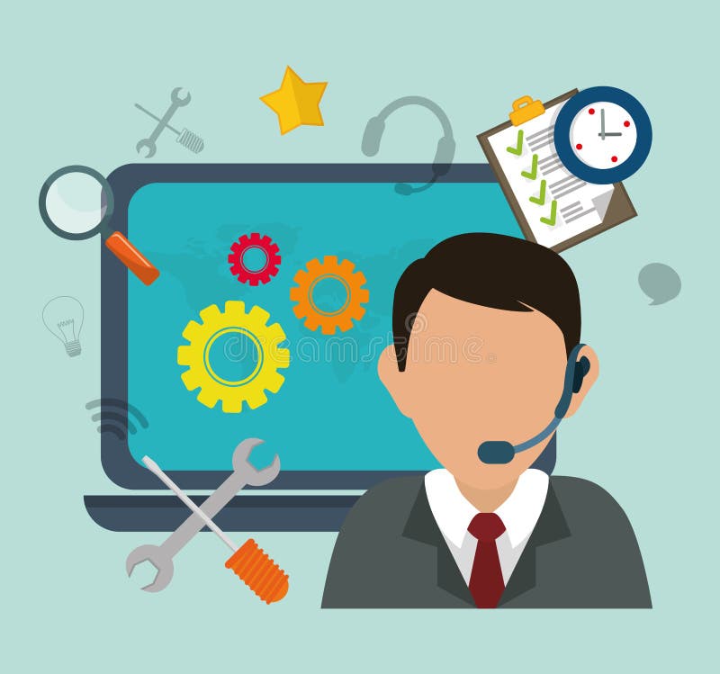 Customer Service and Call Center Stock Vector - Illustration of help ...