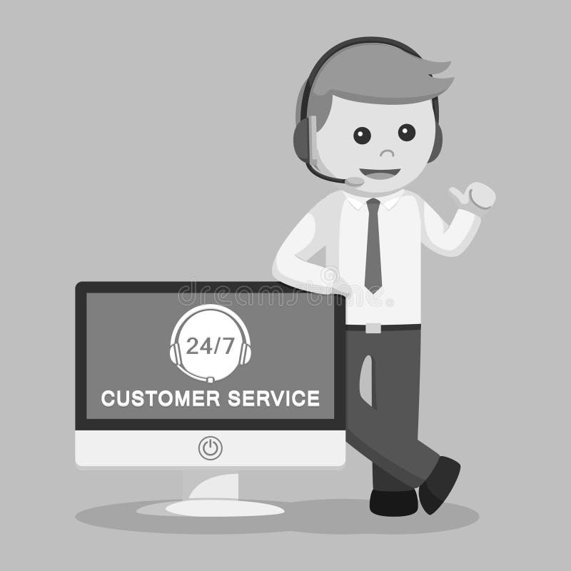 Customer Service Character Profession Design Vector Black and White ...