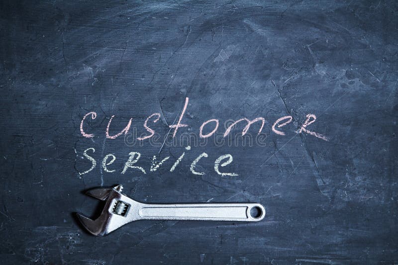Customer Service and Client Support Concept. a Wrench and the Words ...