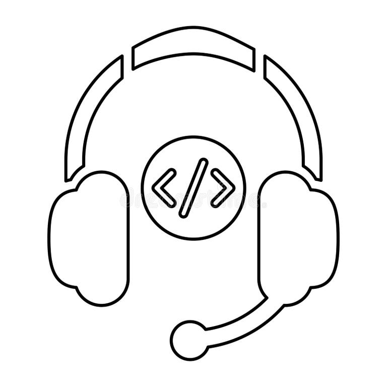 Customer Service Coding Icon in Outline Style Stock Illustration ...