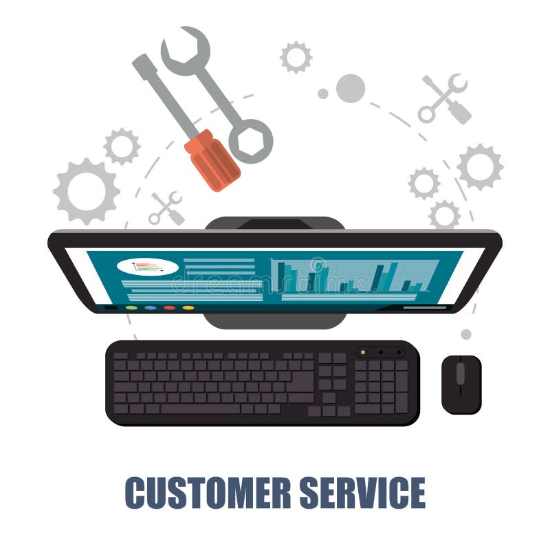 Customer Service Computer Support Concept Stock Vector - Illustration ...