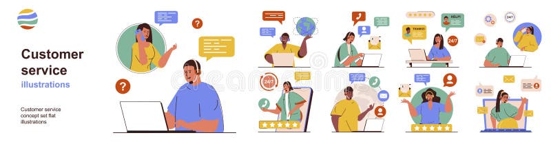 Customer Service Concept with Character Situations Collection Stock ...