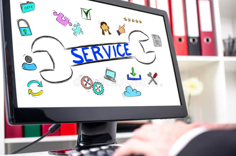 Customer Service Concept on a Computer Screen Stock Illustration ...