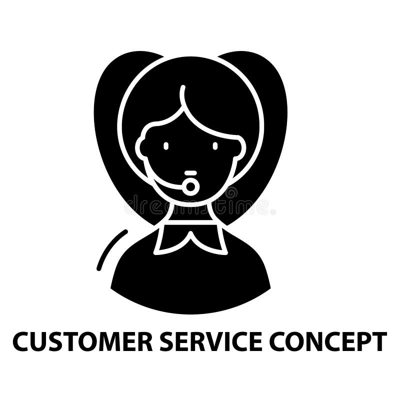 Customer Service Sign Icon, Black Vector Sign with Editable Strokes ...
