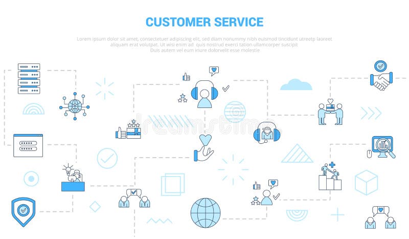Customer Service Concept with Icon Set Template Banner with Modern Blue ...