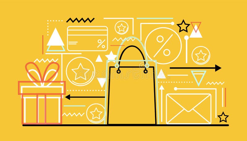 Customer Service. Loyalty Gift Program Items on Orange Background ...