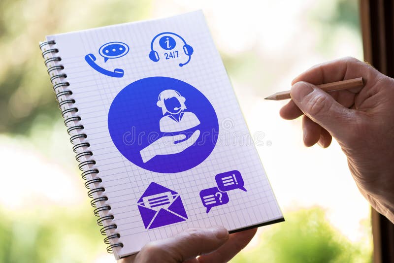 Customer Service Concept on a Notepad Stock Photo - Image of center ...