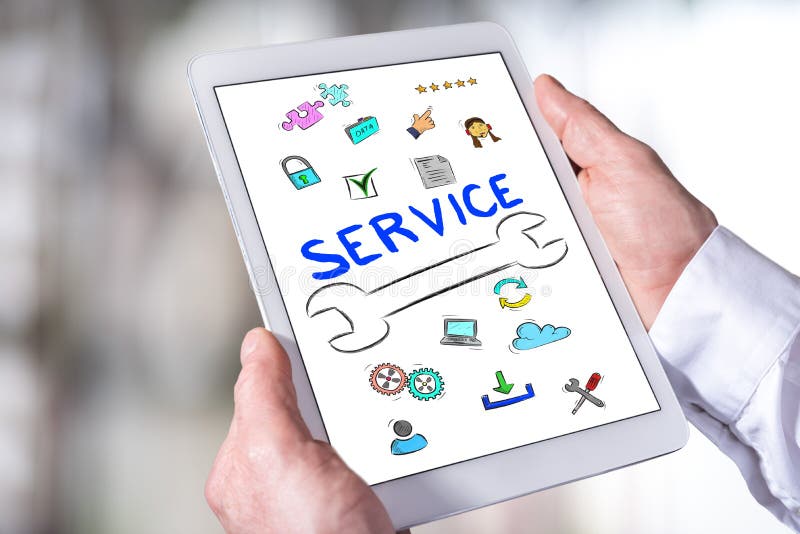 Customer Service Concept on a Tablet Stock Photo - Image of services ...