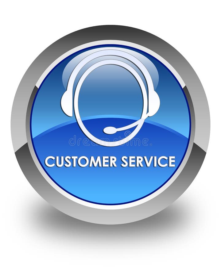 Customer Service (customer Care Icon) Glossy Blue Round Button Stock ...