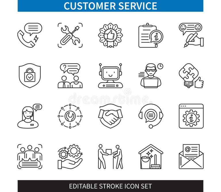 Customer Service Editable Stroke Icon Set Stock Illustration ...