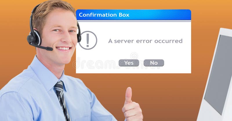 Customer Service Executive Showing Thumbs Up by Dialog Box Stock Image ...