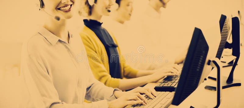 Customer Service Executives Working in Call Center Stock Photo - Image ...