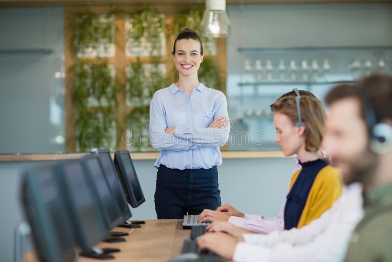 Customer Service Executives Working in Call Center Stock Image - Image ...
