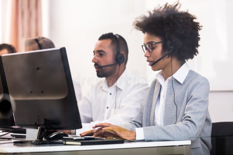 Customer Service Executives Working in Call Center Stock Photo - Image ...
